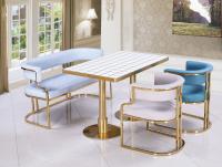 China High Temperature Resistant 76cm Stainless Steel Marble Dining Table for sale