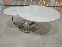 China Stainless Steel 80cm 55cm Round Rotating Coffee Table for sale