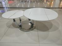 China Stainless Steel 80cm 55cm Round Rotating Coffee Table for sale