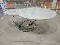 China Stainless Steel 80cm 55cm Round Rotating Coffee Table for sale