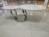 China Stainless Steel 80cm 55cm Round Rotating Coffee Table for sale
