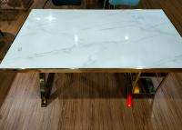 China Smooth Hand Feeling 90cm Stainless Steel Marble Dining Table for sale