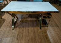 China Smooth Hand Feeling 90cm Stainless Steel Marble Dining Table for sale