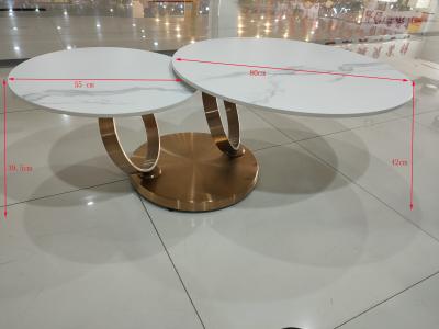 Cina L'oro ha placcato il tavolino da salotto di marmo di acciaio inossidabile di 80cm 55cm in vendita
