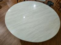 China Leather Base Round 120cm Marble Top Dining Table for sale