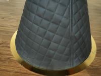 China Leather Base Round 120cm Marble Top Dining Table for sale
