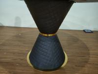 China Leather Base Round 120cm Marble Top Dining Table for sale