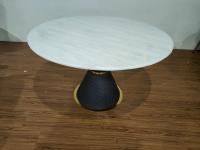 China Leather Base Round 120cm Marble Top Dining Table for sale