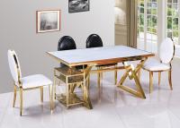 China Smooth Hand Feeling 90cm Stainless Steel Marble Dining Table for sale