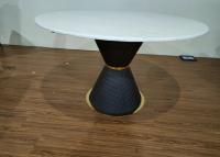 China Leather Base Round 120cm Marble Top Dining Table for sale