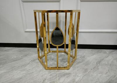 Chine Style de luxe léger de conception de table basse plaqué par or hexagonal extérieur en verre inoxydable à vendre
