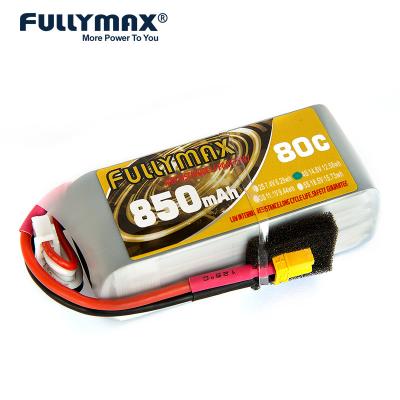 China Fullymax Lipo 4s 850MAH Lipo 14.8V 80C With Dean Style T Connector Quadcopter FPV RC Model Battery Pack for sale