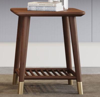 China Home Solid Wood Square Side Table Furniture 500*500mm With 2 Shelves for sale