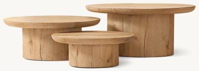 China Mobiliário de mesa de café de design contemporâneo com tope de madeira e base de pedra sinterizada para sala de estar à venda