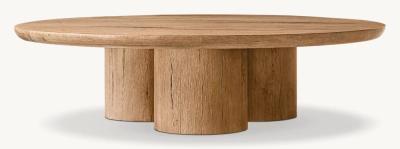 China Mobiliário de mesa de café de design contemporâneo com tope de madeira e base de pedra sinterizada para sala de estar à venda