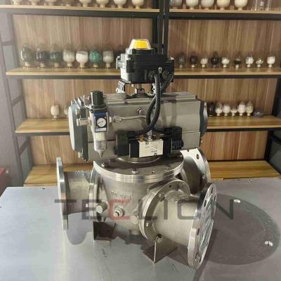 China 45 Degree Ceramic Sprayed Single Channel Ball directional valve for Dense Phase Conveying for sale