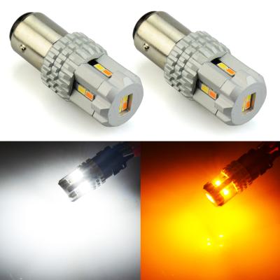 China Switchback brake light 1157 BAY15D3020 12SMD LED Bulb Dual Color White/Yellow switch back led for sale