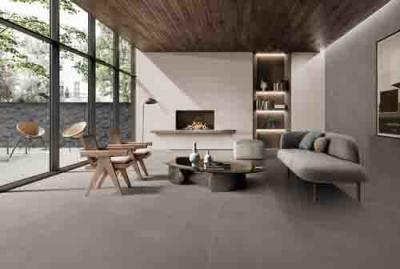 China Soft Skin Glazed Micro-Cement Silent Style Ceramic Tile 750*1500mm For Living Room for sale