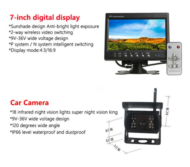 7-inch Mirror Electric Screen Display Rearview Dash Cam Video Monitor Portable