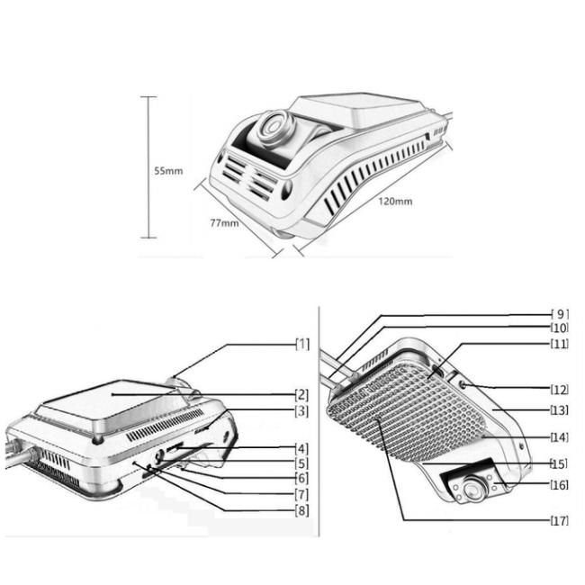 Trovacam Wide Angle GPS Dual Lens Car Dash Camera Front and Rear Digital Cam Wi-Fi