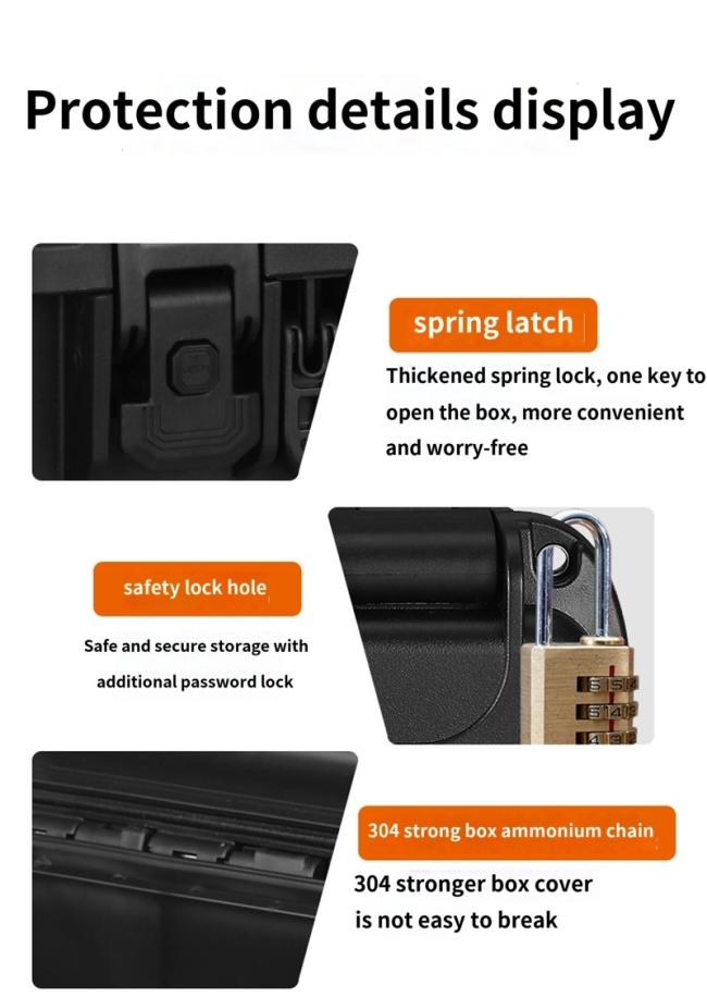 Multi Tool Box interior with precut foam compartments