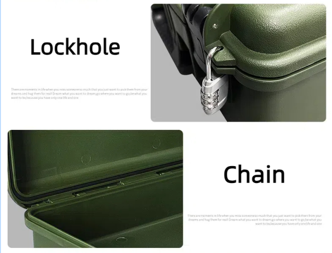 Close-up of case latch and handle