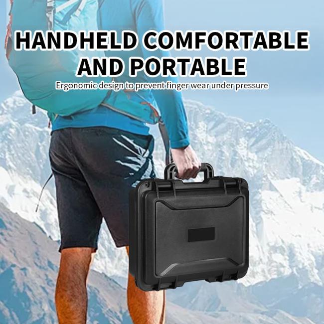 Close-up of toolbox showing sturdy latches and ergonomic handles