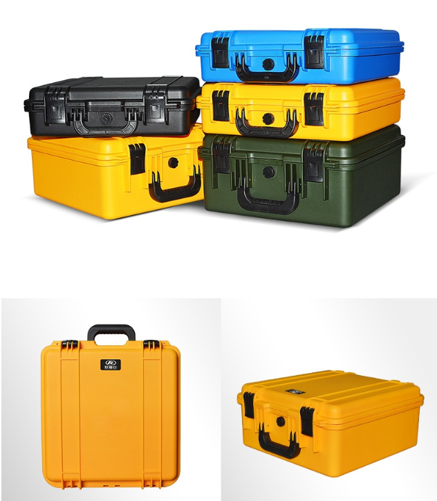 Heavy-duty waterproof tool storage case with lock hole and quick-release latch