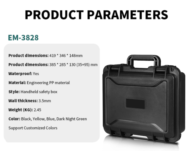 Custom color hard plastic tool box - front view