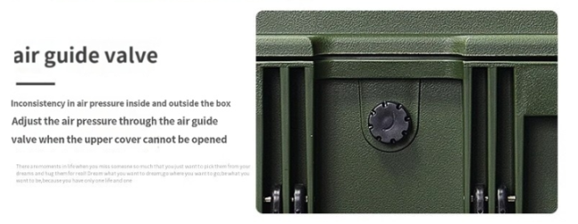 Interior view of dust resistant tool case with foam compartments