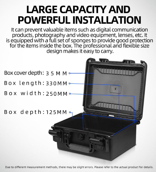 Customized OBM hard plastic tool case showing waterproof features and locking mechanism