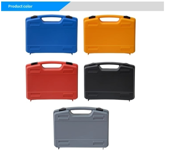 Durable plastic tool storage case showing exterior with handle and locking mechanism