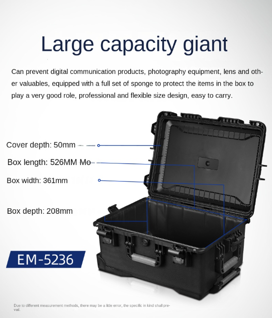 Waterproof custom tool box with wheels showing exterior design