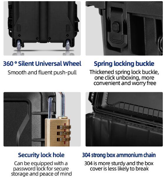 Interior view of flight case showing padded partitions