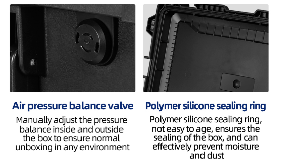 Close-up of secure locking latches on flight case
