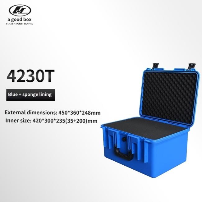 Close-up view of tool case security features including lock hole and stainless steel chain