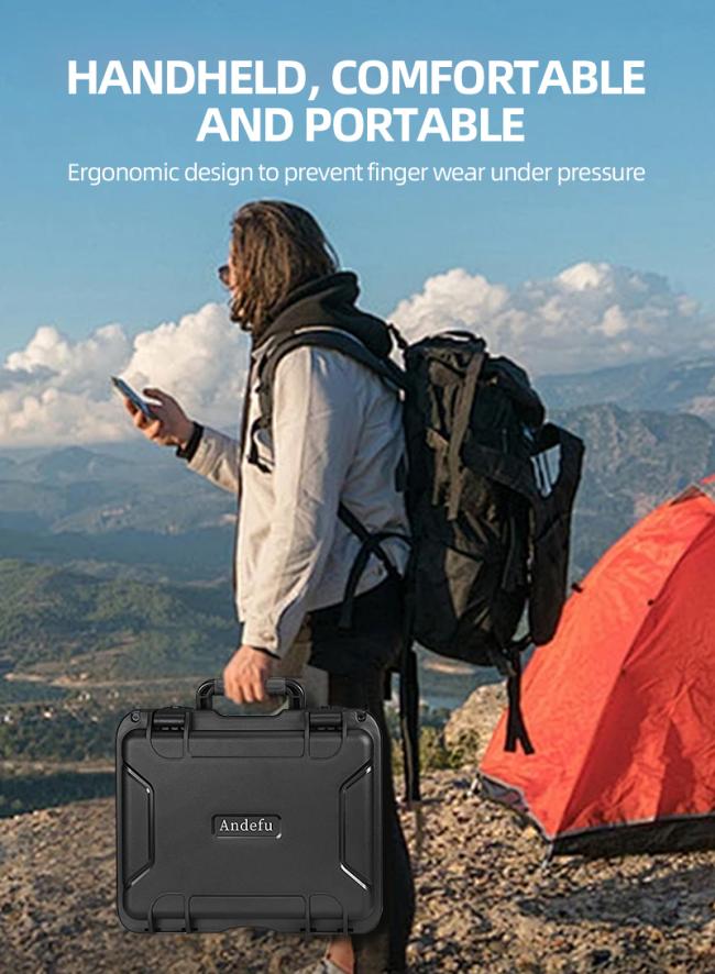 Black aluminum tool case showing interior space and construction details