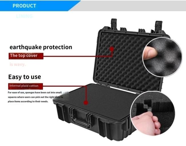 Durable plastic tool case showing heavy-duty construction and secure locking mechanism