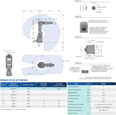 中国 AR700 Welding Automation Arm With 1312mm Reach For Versatile Applications 販売のため