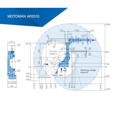 중국 2.0KVA 팔 용접 2010mm 6 축 야스카와 로봇 팔 판매용