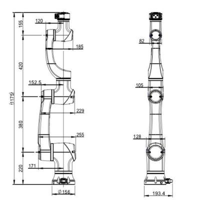 Cina Elfin 5 con carico utile di 5 kg 800 mm di portata e braccio robotico Cobot come robot collaborativo dalla Cina in vendita
