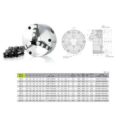 China Accuracy 0.03mm AutoStrong 3 4 6 Jaw Strong Scroll Chuck Plain Back Solid Jaws Lathe Machine Chuck for sale