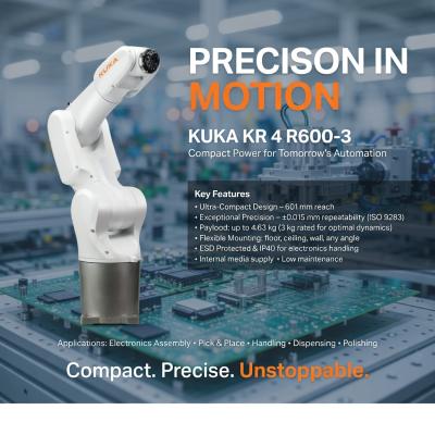 China Compact Industrial Robotic Arm KUKA KR 4 R600-3 Payload 4.6kg Electronics Assembly Robot for sale