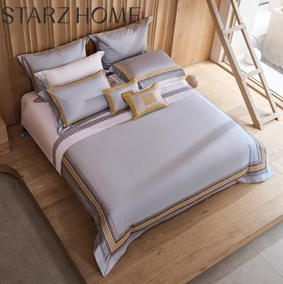 Cina High Count Pima Cotton Jacquard Patchwork Set di biancheria da letto in stile di design di lusso moderno in vendita