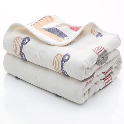Cina Asciugamano da bagno a sei strati di muslino con assorbente morbido Dobby Border e materiale 100% cotone in vendita