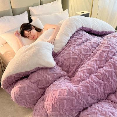 中国 100% ポリエステル 厚い 暖かい タフェタ 冬毛布 羊毛 ベルヴェット と 印刷 パターン 販売のため