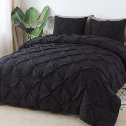Cina Popolarezza Stock 90GSM 3 pezzi Pintuck Cover Soft Microfiber Letto Set Tutte le stagioni Chiusura a cerniera personalizzata in vendita