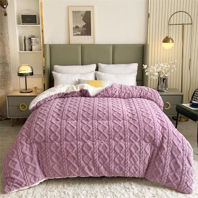 China Caloroso Chunky espessado Veludo Inverno Sherpa Quilt Peso Cobertura à venda