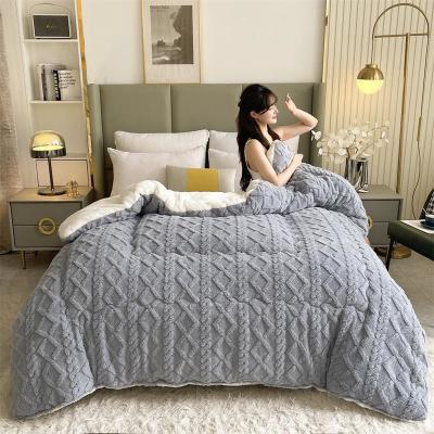 China Caloroso Chunky espessado Veludo Inverno Sherpa Quilt Peso Cobertura à venda
