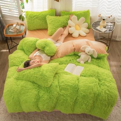 China European and American Style Solid Color Thickened Warm Mink Velvet Duvet Bedding Set for sale